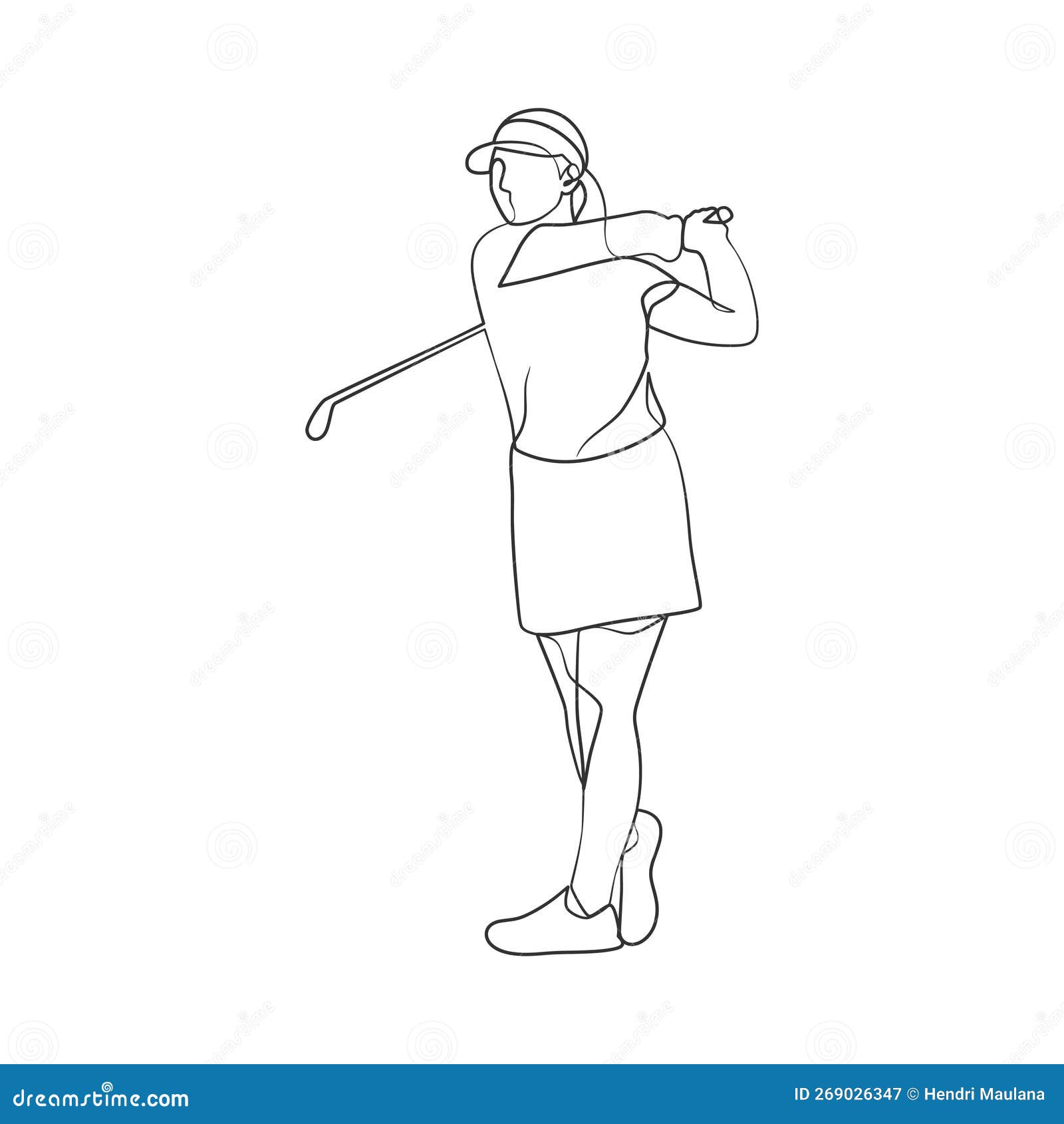 Continuous Line Drawing of Golfer Stock Vector - Illustration of ...