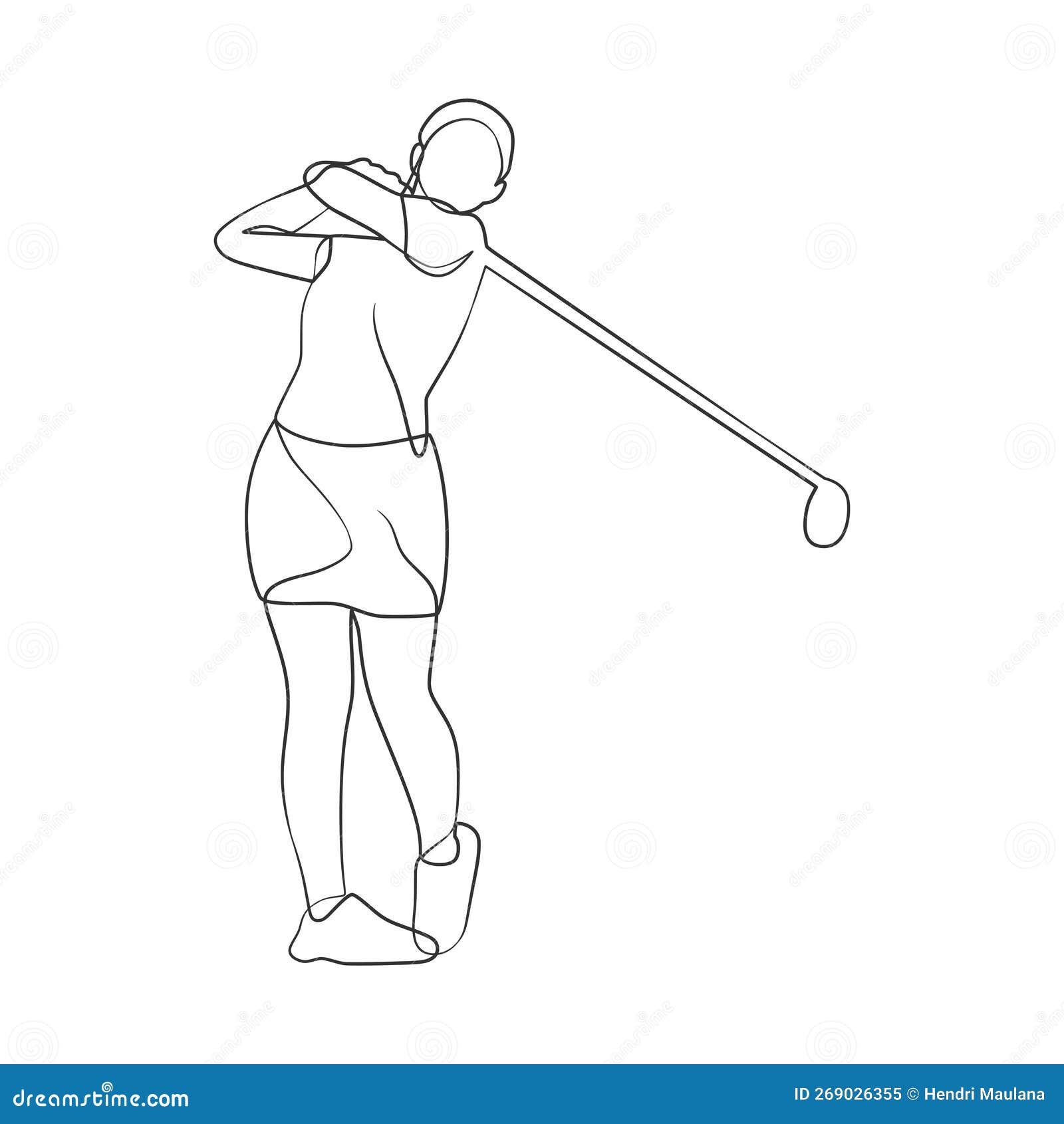 Continuous Line Drawing of Golfer Stock Vector - Illustration of player ...