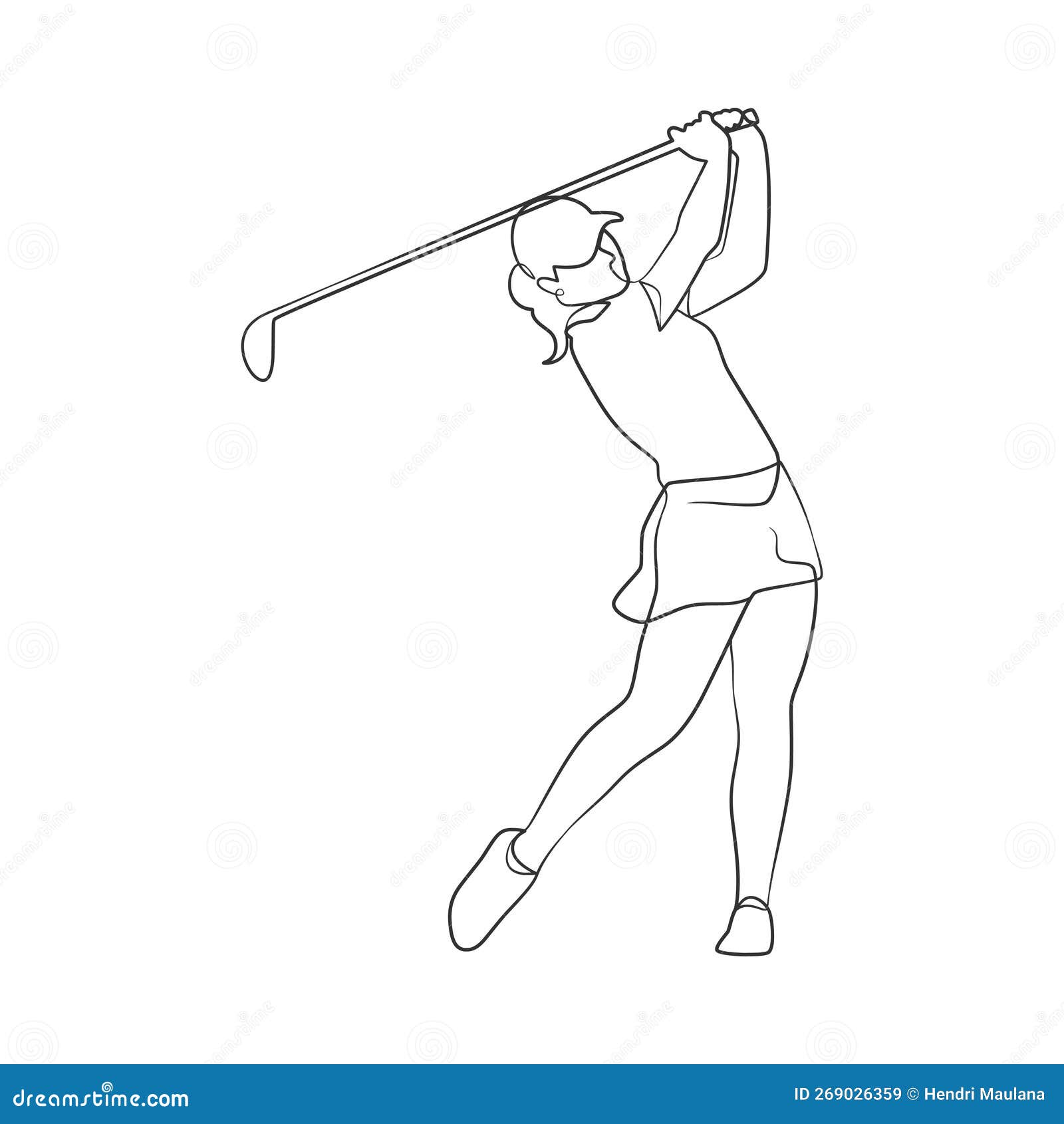 Continuous Line Drawing of Golfer Stock Vector - Illustration of design ...