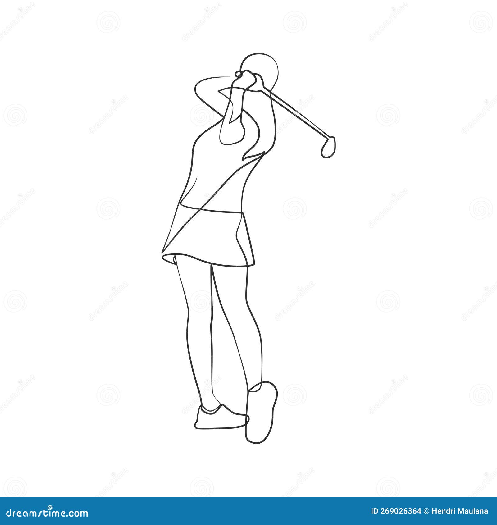 Continuous Line Drawing of Golfer Stock Vector - Illustration of golfer ...