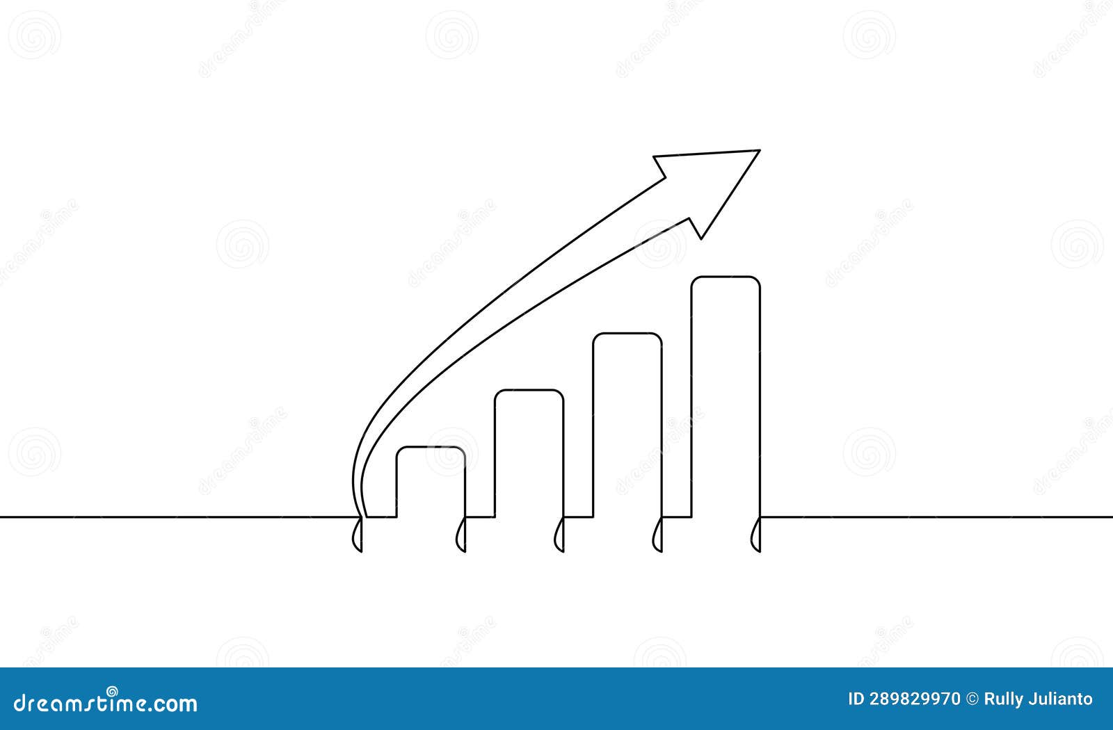 Continuous Line Drawing of Graph with Arrow Up. Illustration Vector of ...