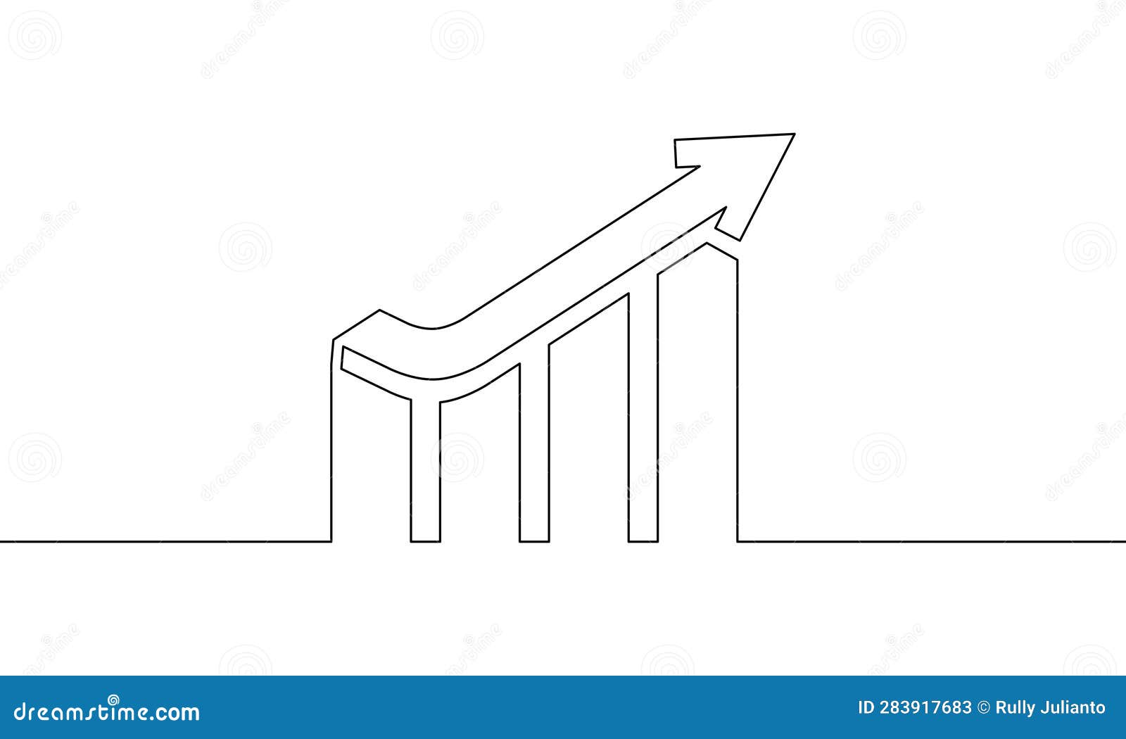 Continuous Line Drawing of Graph Icon. Business Growth Stock Vector ...