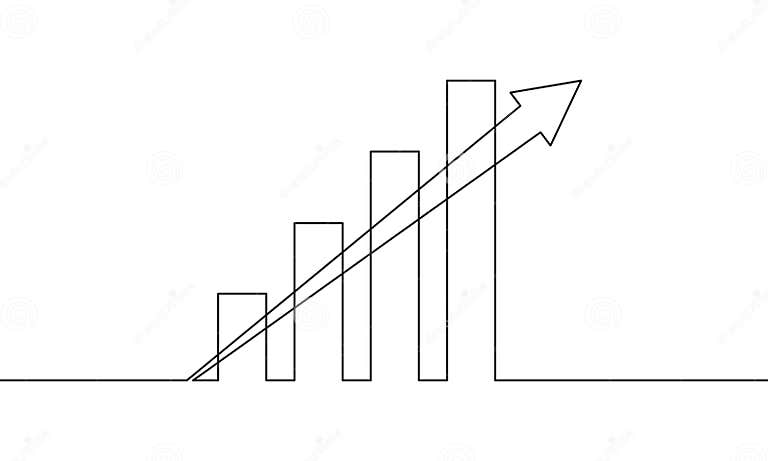 Continuous Line Drawing of Graph. Illustration Vector of Arrow Up One ...