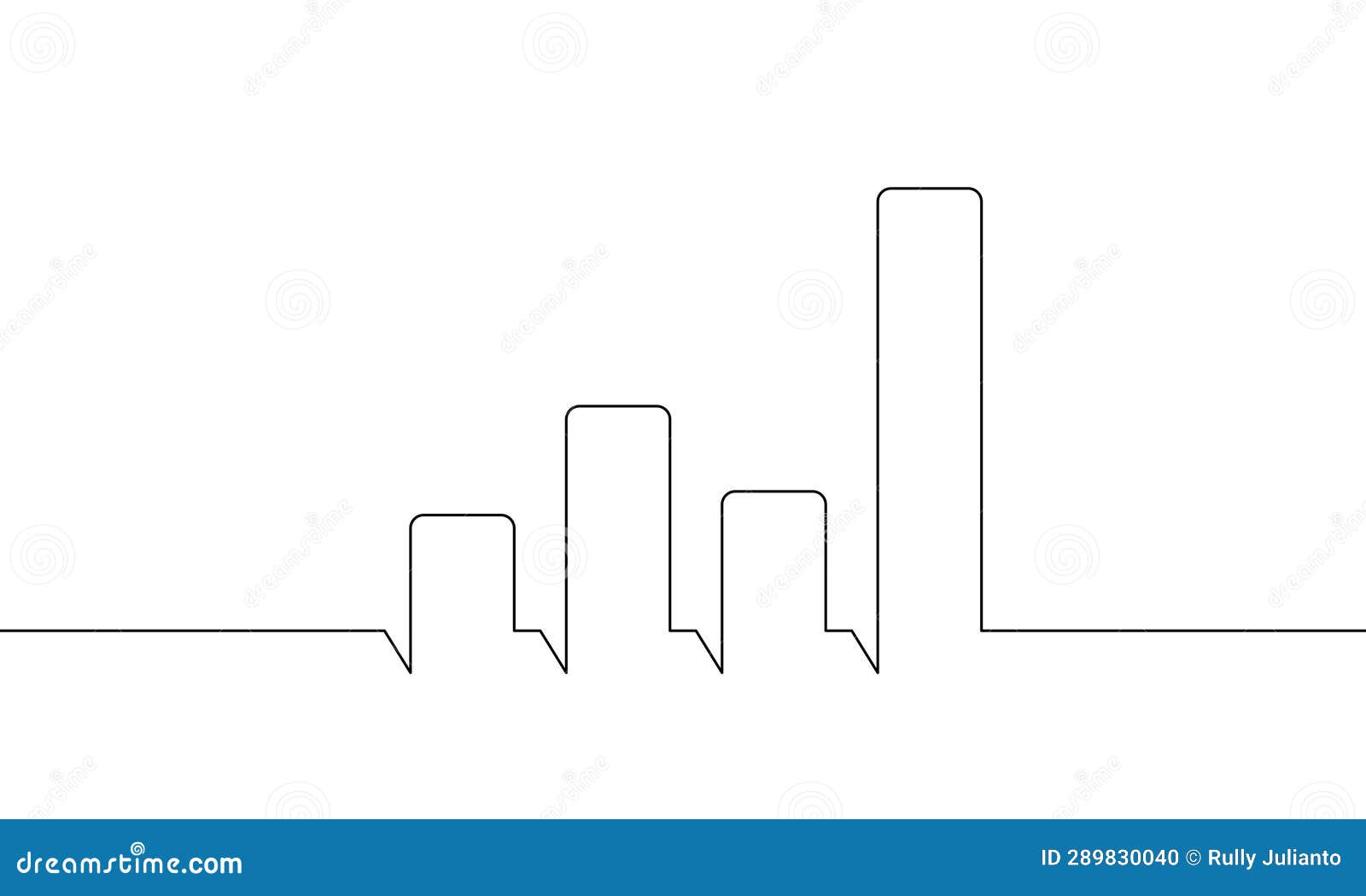 Continuous Line Drawing of Graph. Illustration Vector of Bar Chart ...