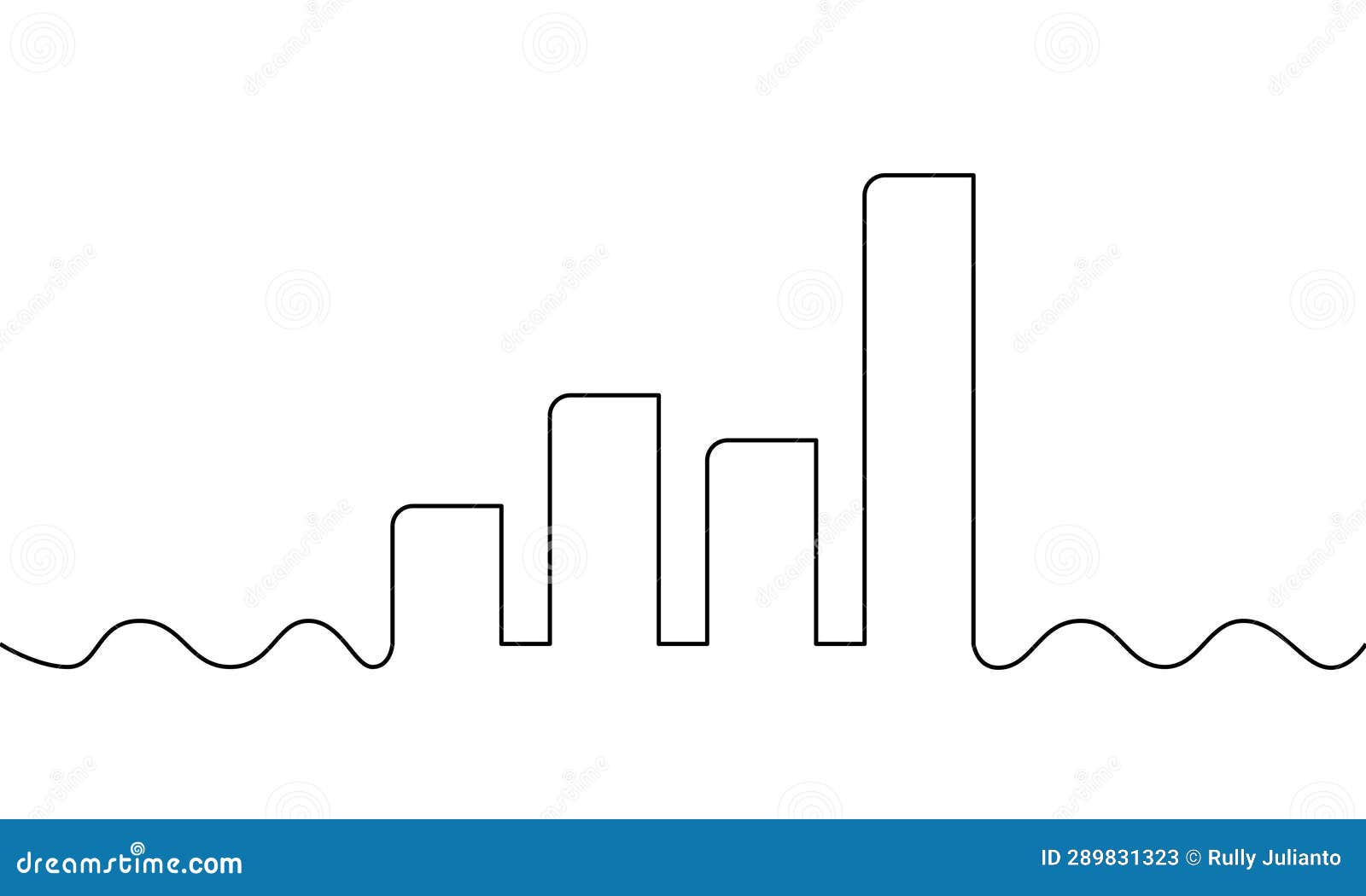 Continuous Line Drawing of Graph Stock Illustration - Illustration of ...