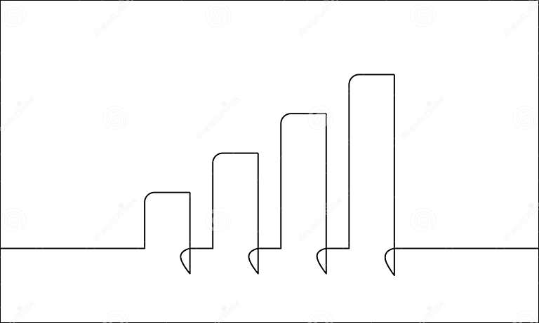 Continuous Line Drawing of Graph. Illustration Vector of Chart Stock ...