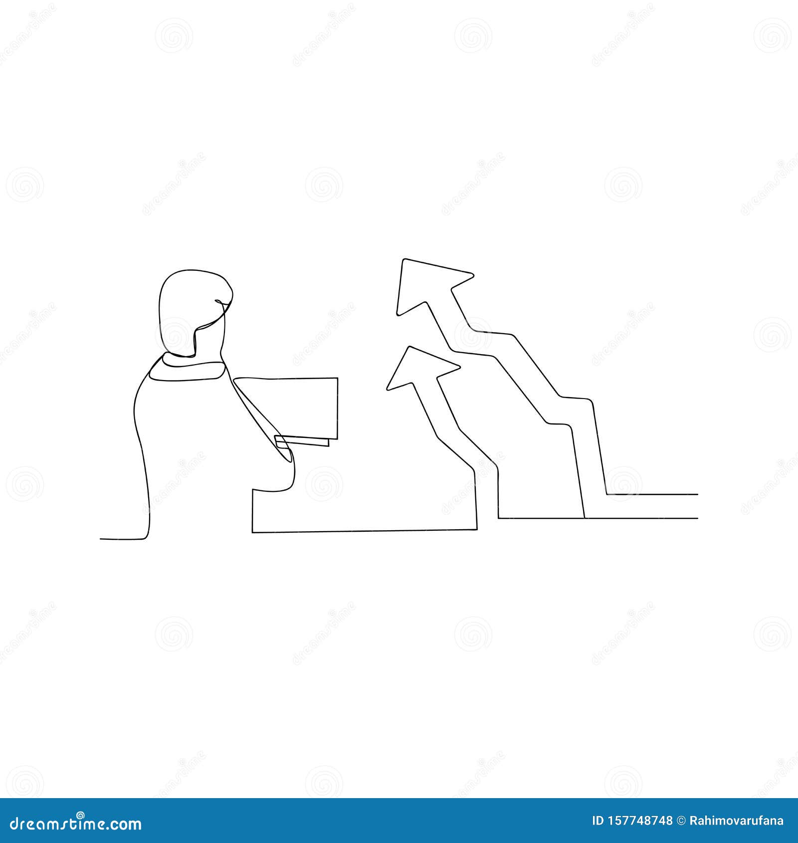 Continuous Line Drawing of Graph. Isolated Sketch Drawing of Graph Line ...