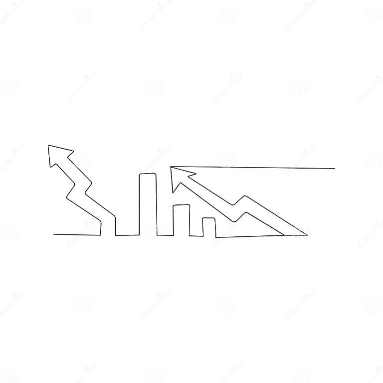 Continuous Line Drawing of Graph. Isolated Sketch Drawing of Graph Line ...