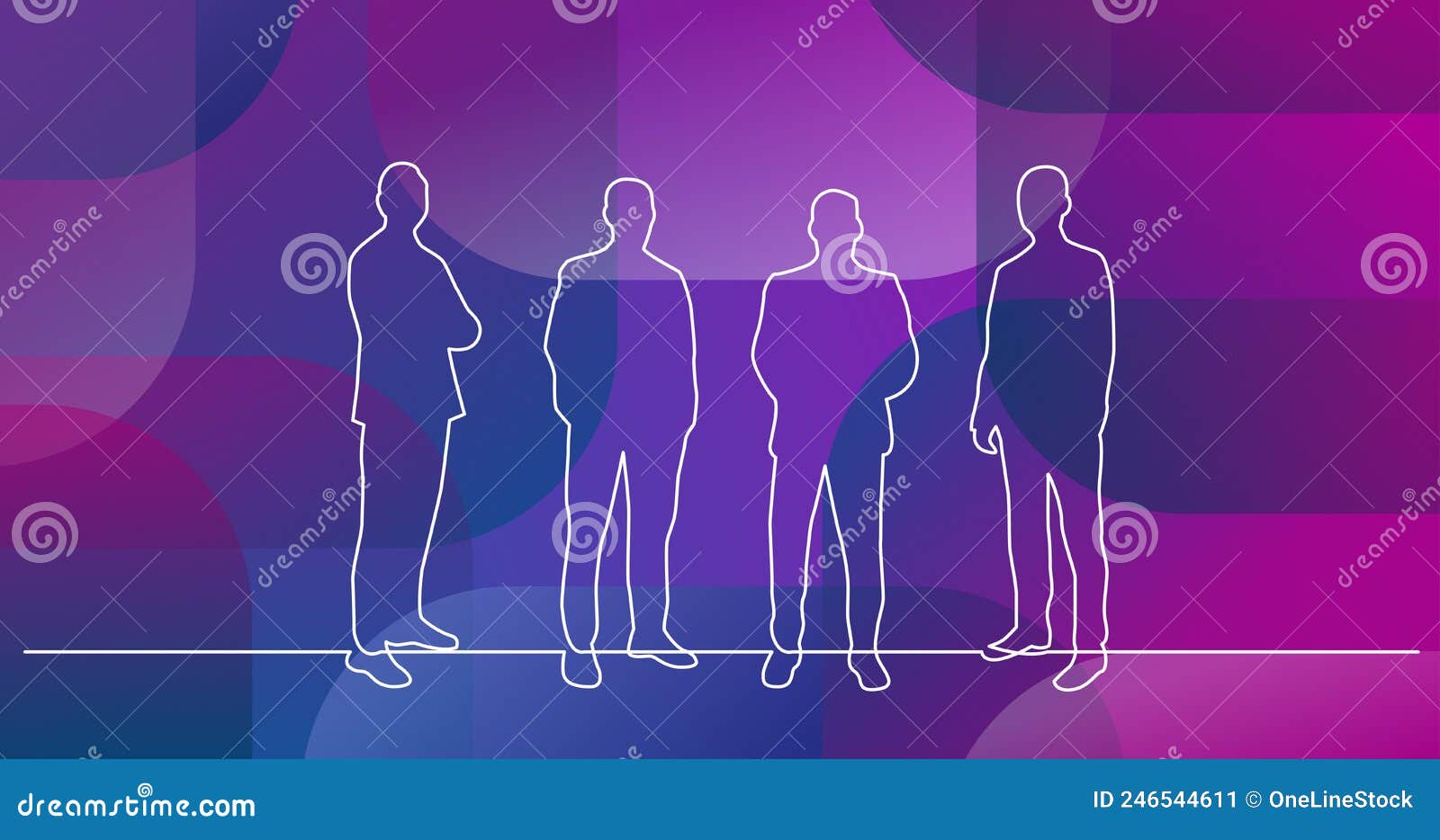 Continuous Line Drawing of Group of Four Men Standing Together Stock ...