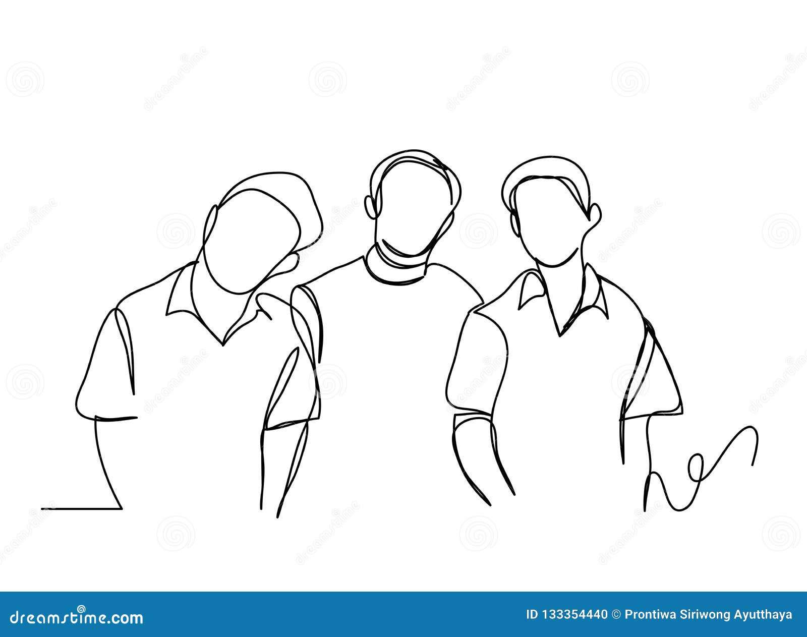 Continuous Line Drawing of a Group of Friends Enjoying a Line Dancing ...