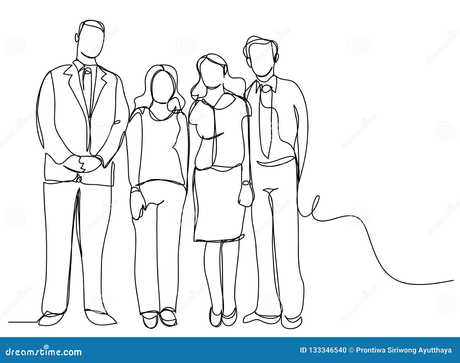 Continuous Line Drawing of a Group of Friends Enjoying a Line Dancing ...