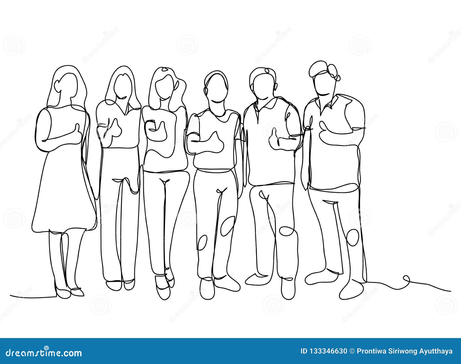 Continuous Line Drawing of a Group of Friends Enjoying a Line Dancing ...