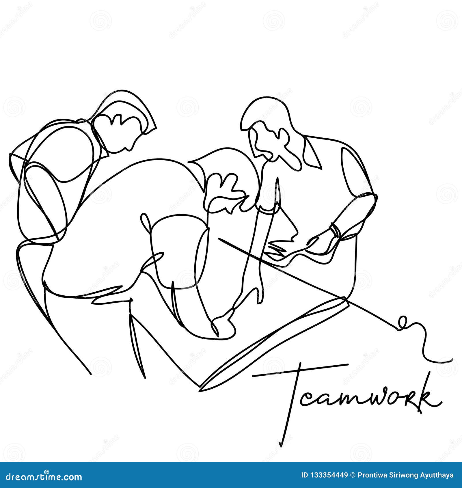 Continuous Line Drawing of a Group of Friends Enjoying a Line Dancing ...