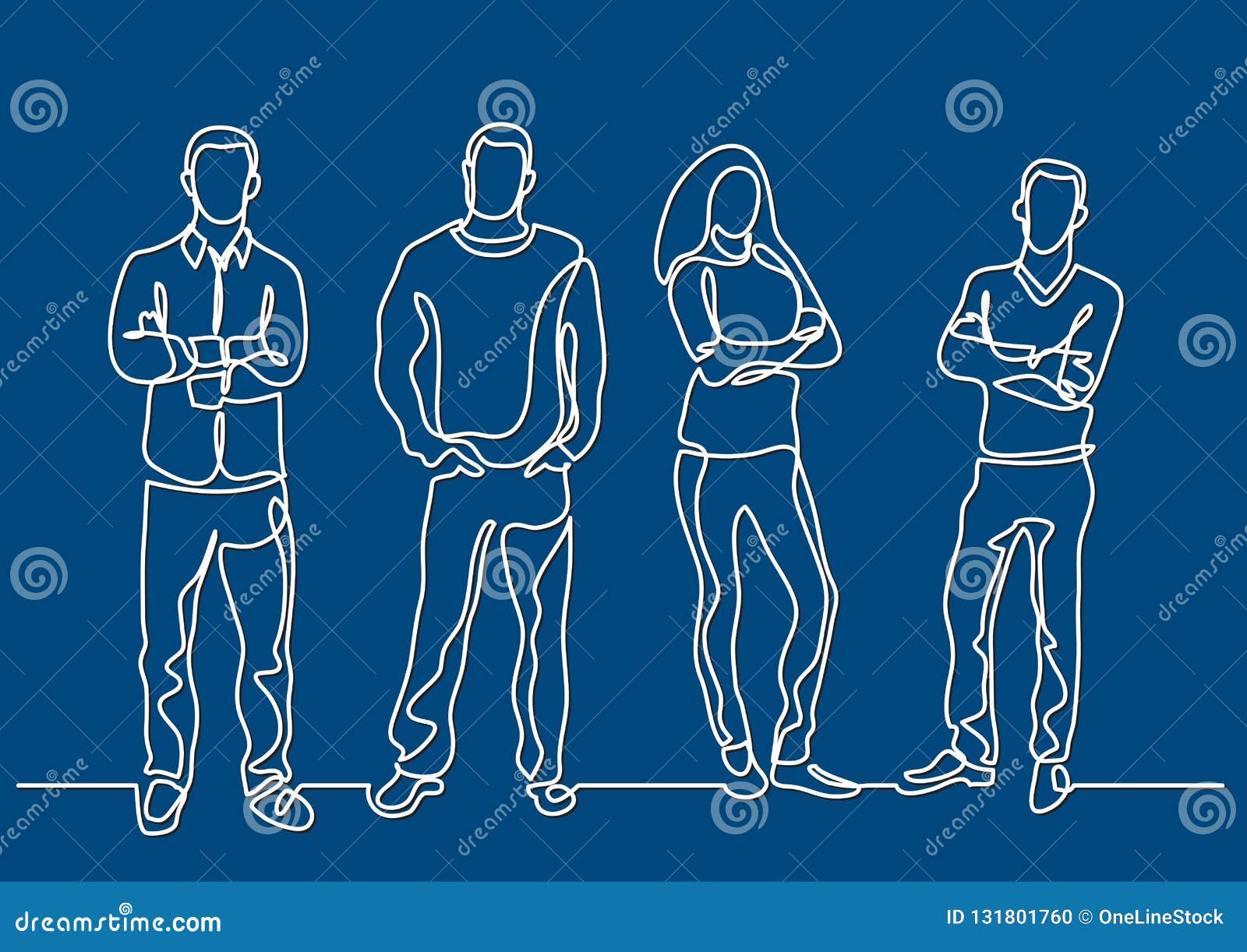 Continuous Line Drawing of Group of Positive People Stock Vector ...