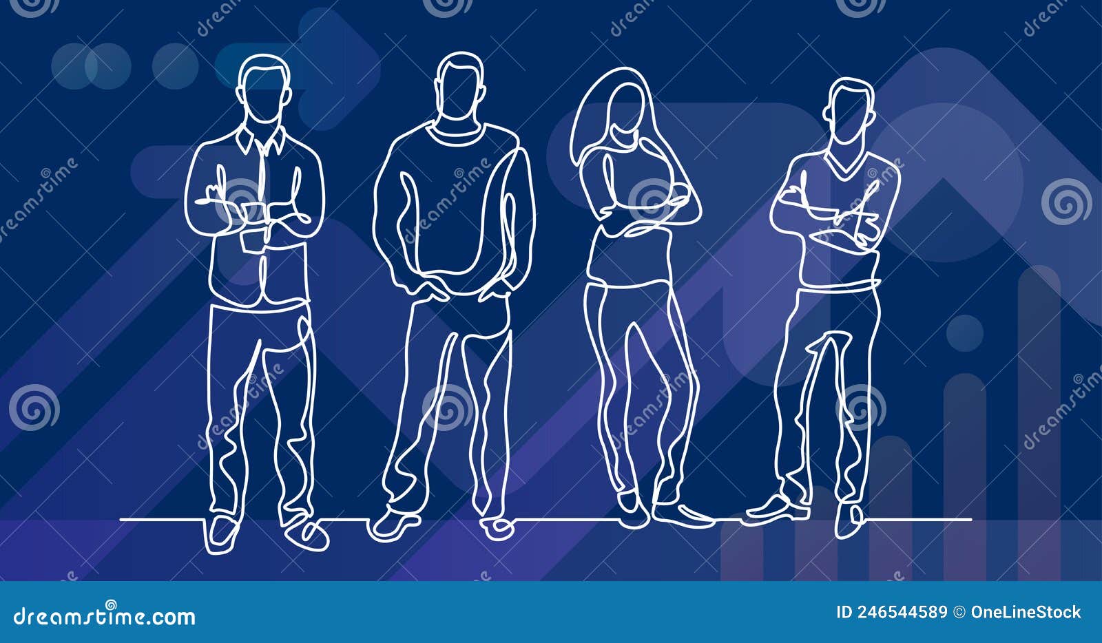 Continuous Line Drawing of Group of Positive People Stock Vector ...