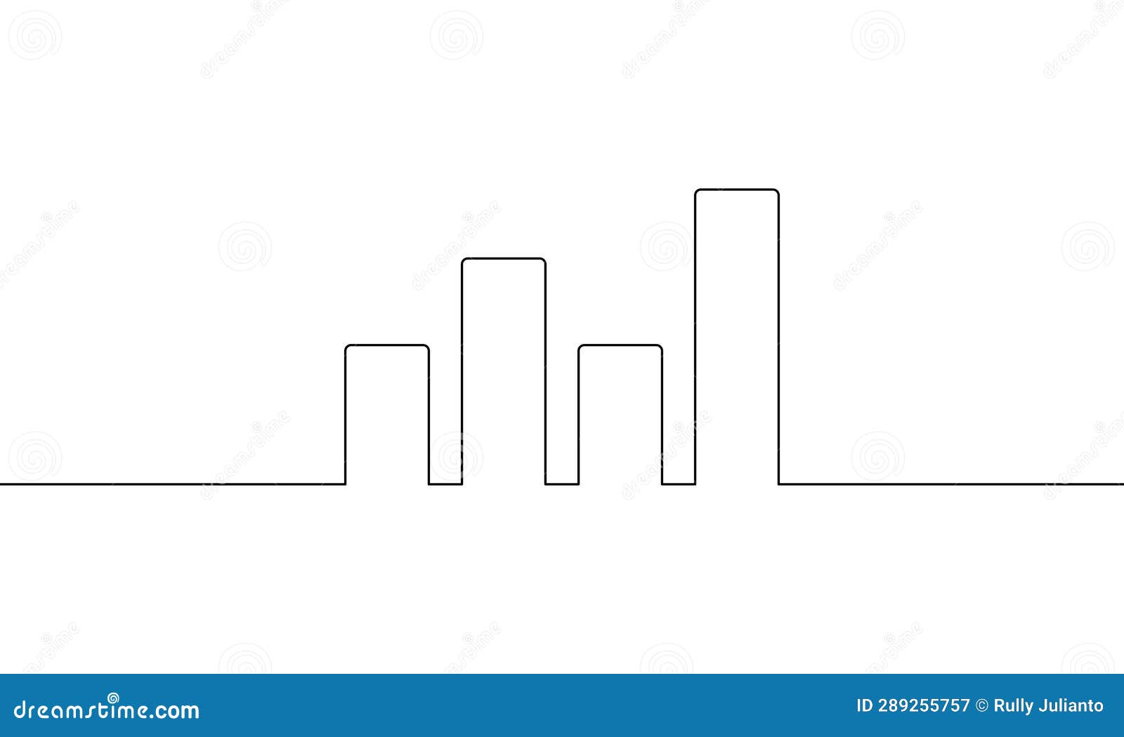 Continuous Line Drawing of Growth Graph Business Icon Stock Vector ...