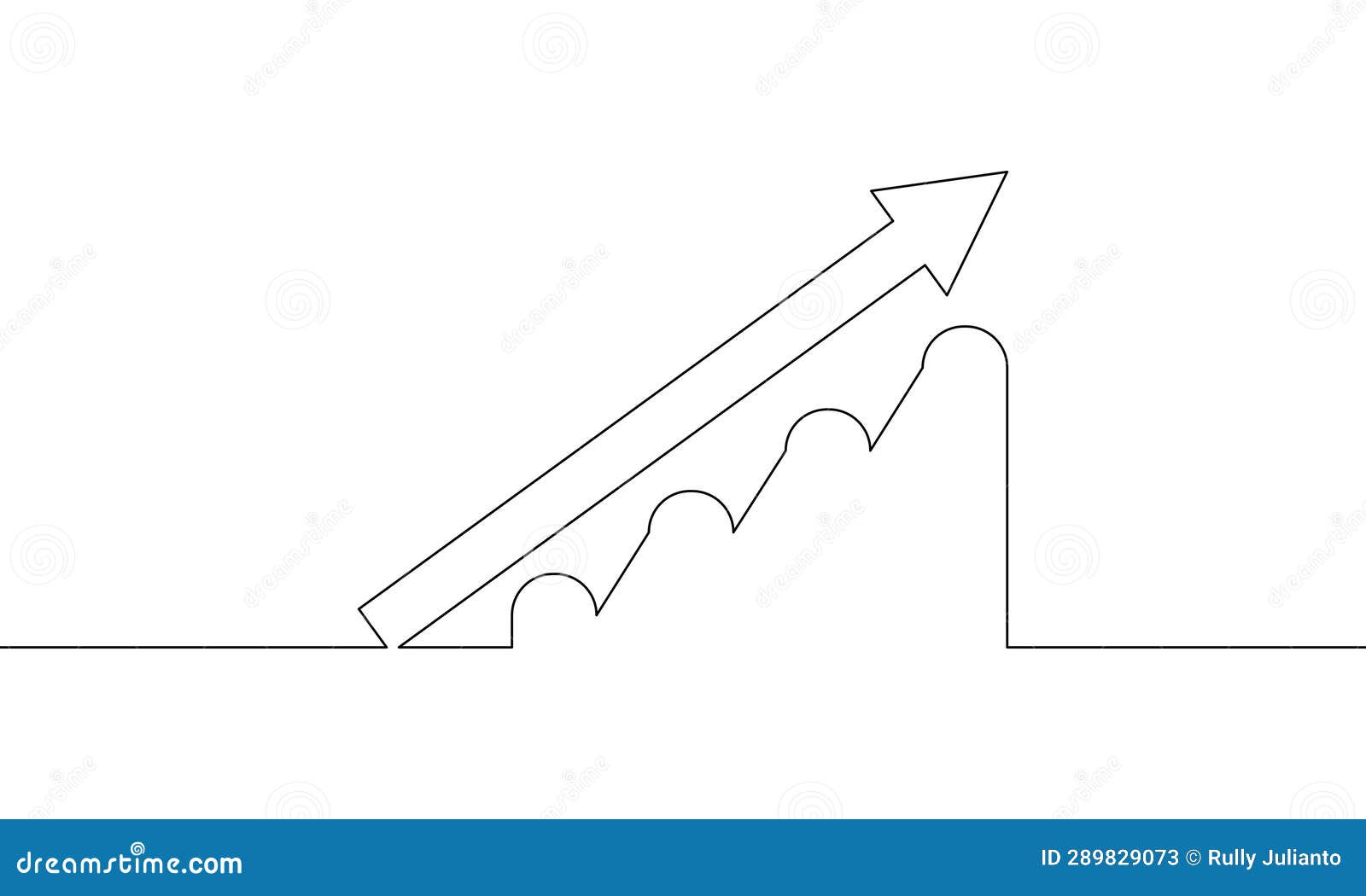 Continuous Line Drawing of Growth Graph. Illustration Vector of Arrow ...