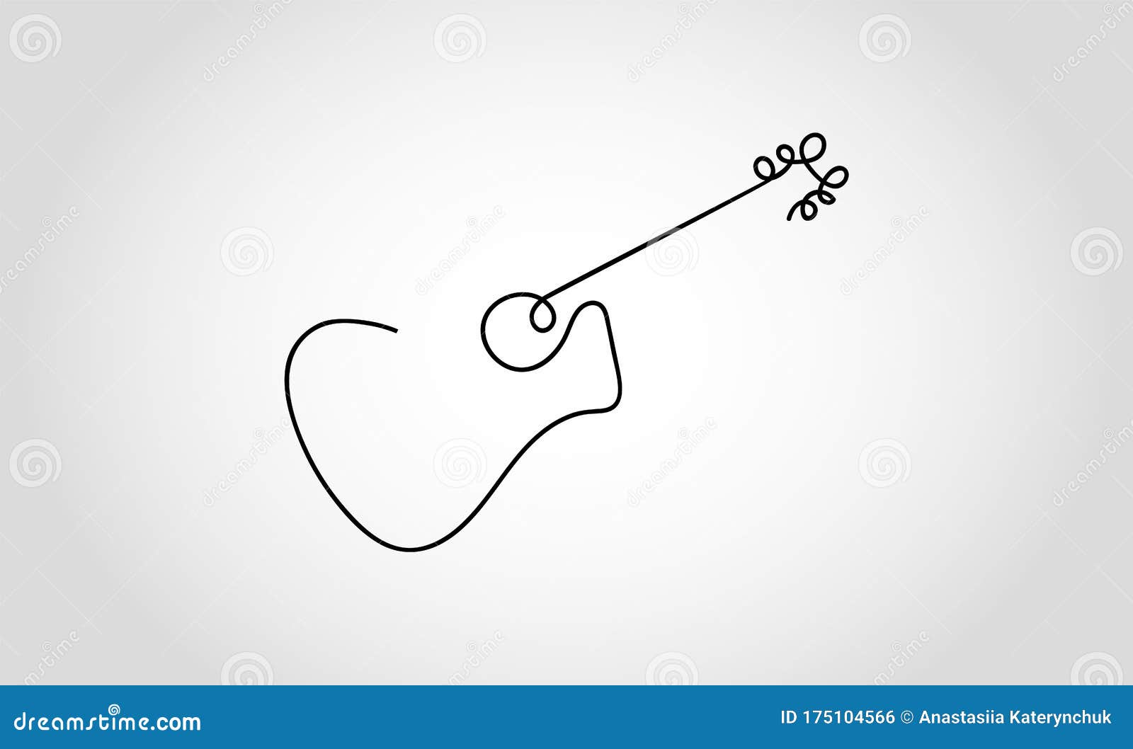 Continuous Line Drawing of Guitar Stock Illustration - Illustration of ...
