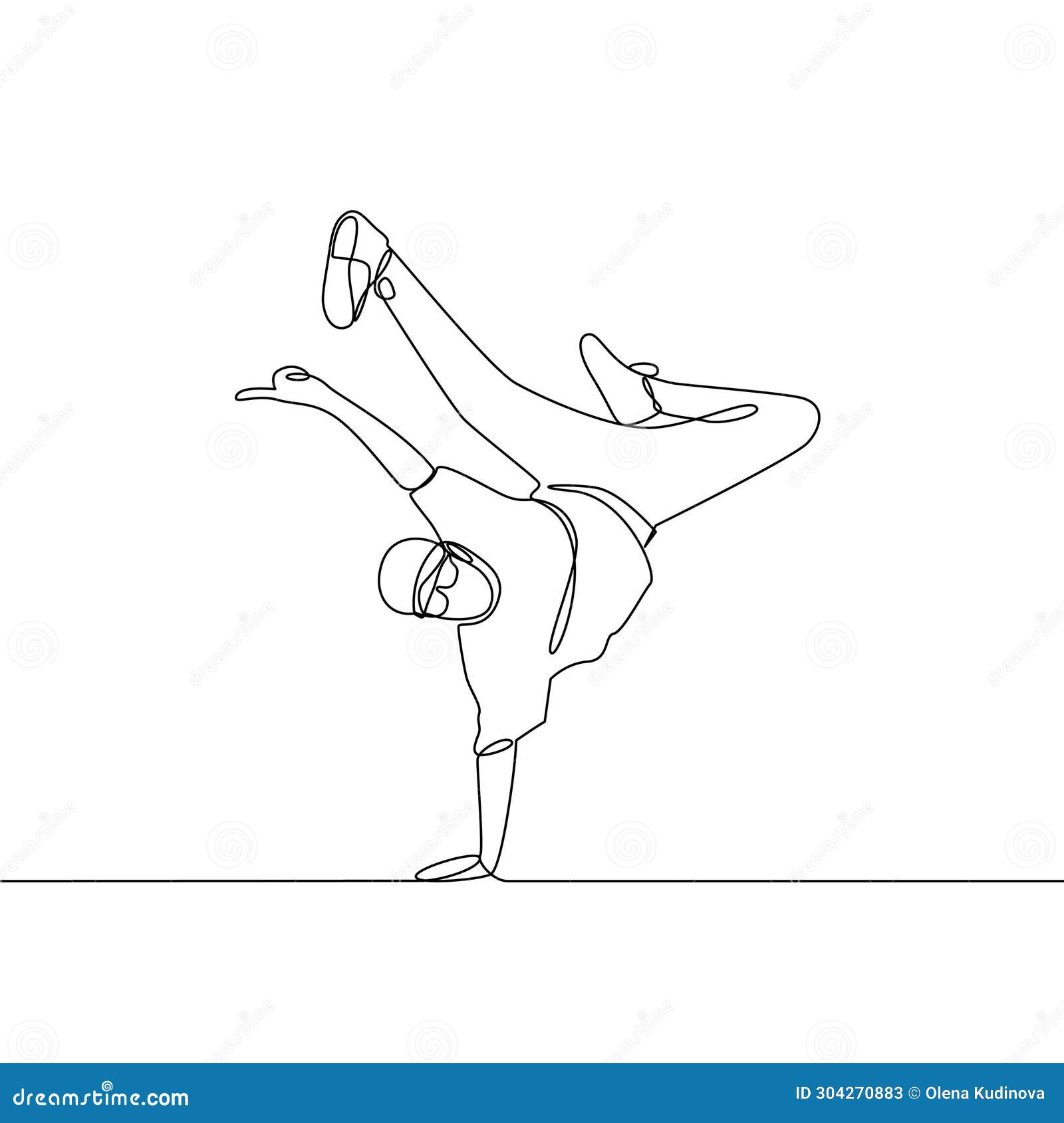 Continuous Line Drawing. the Guy is Dancing a Modern Dance. BREAKING ...