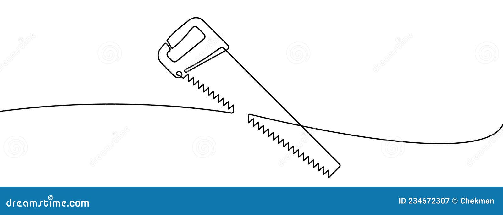 Continuous Line Drawing of Hacksaw for Wood. Hand Saw Linear Icon. Hand ...