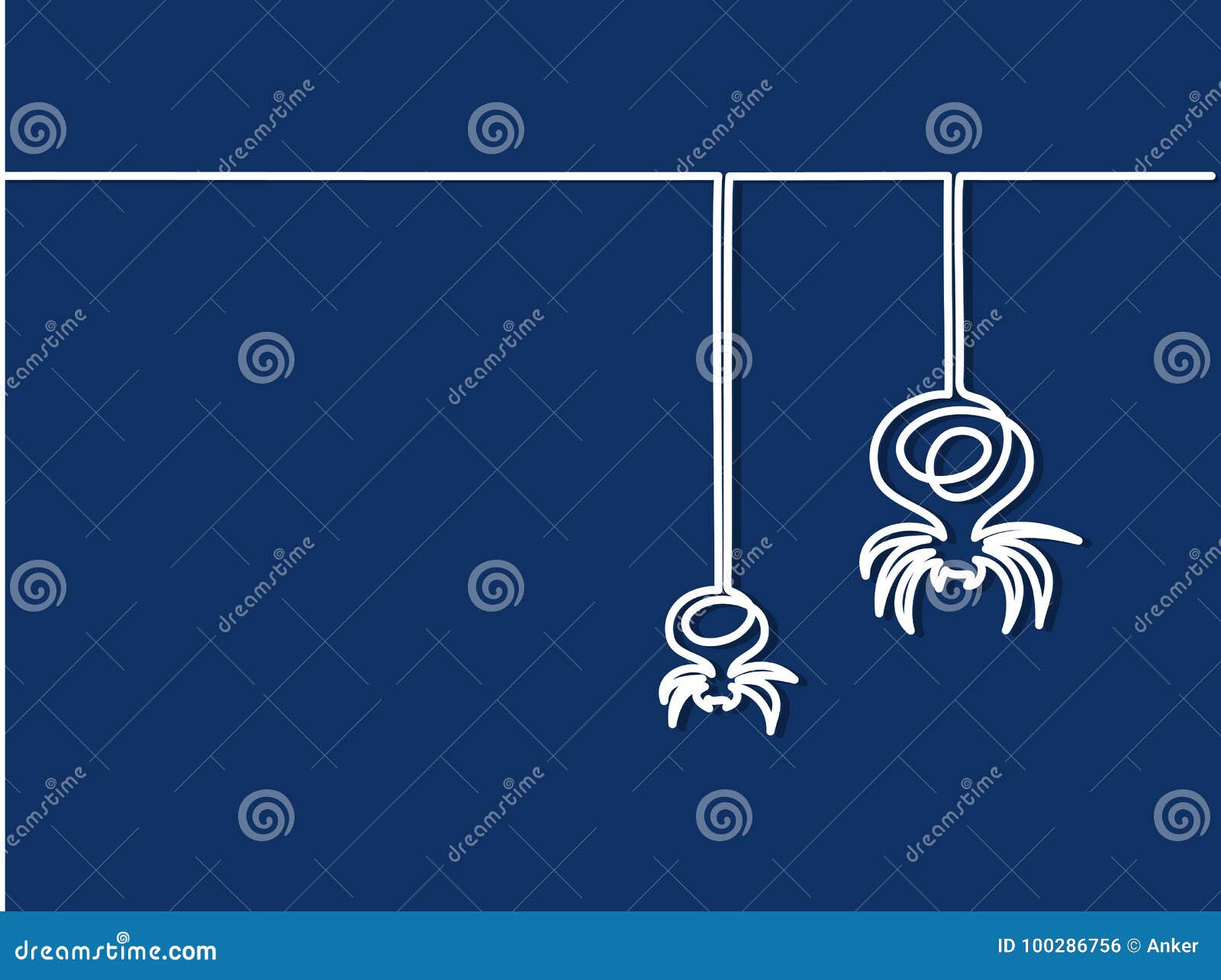 Continuous Line Drawing of Halloween Spiders Stock Vector ...
