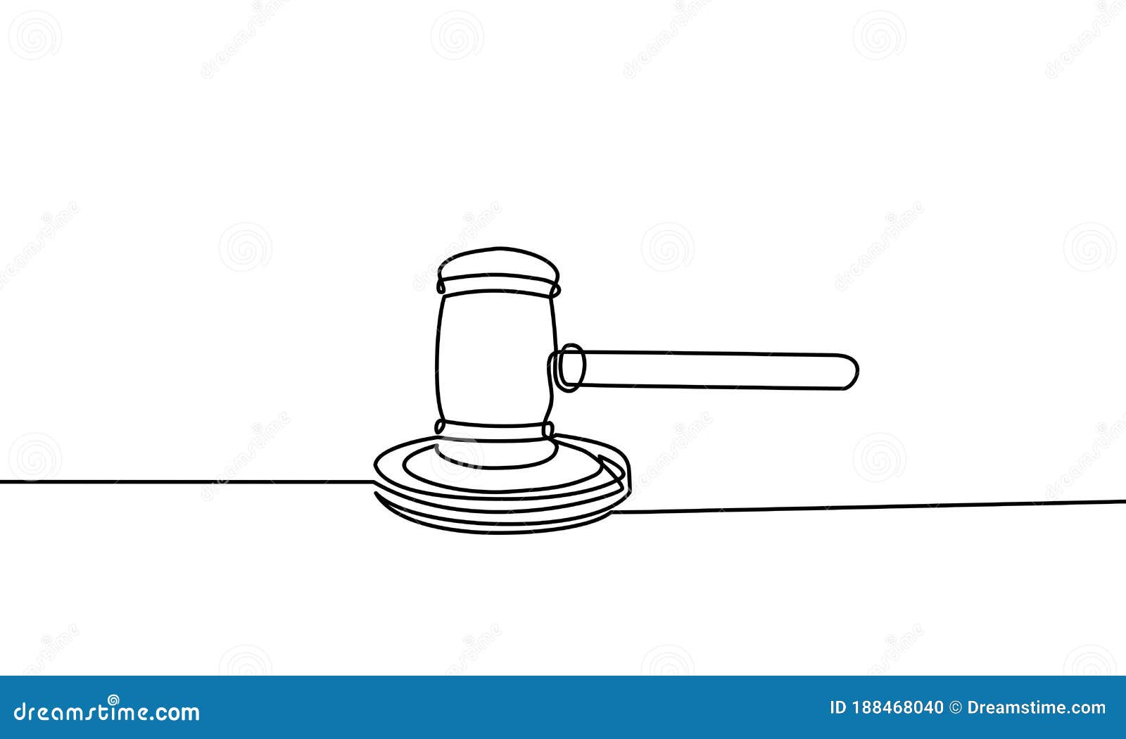 Continuous Line Drawing of Hammer Judge Stock Vector - Illustration of ...