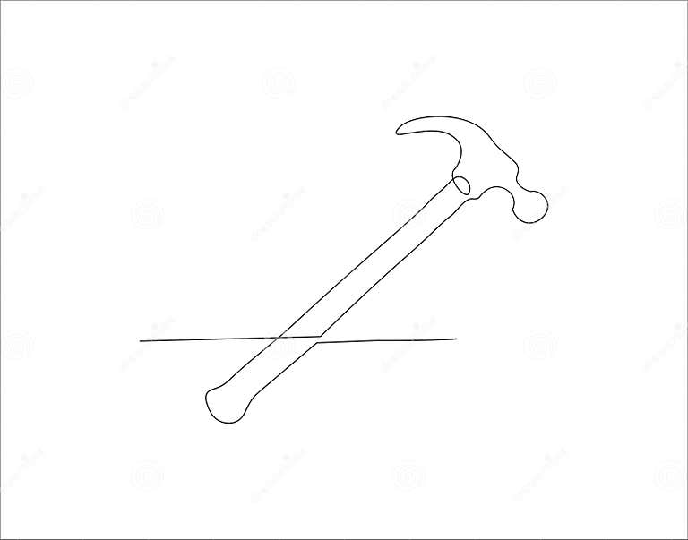 Continuous Line Drawing of Hammer. One Line of Hammer. Hammer ...