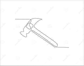 Continuous Line Drawing of Hammer. One Line of Hammer. Hammer ...