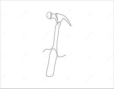 Continuous Line Drawing of Hammer. One Line of Hammer. Hammer ...