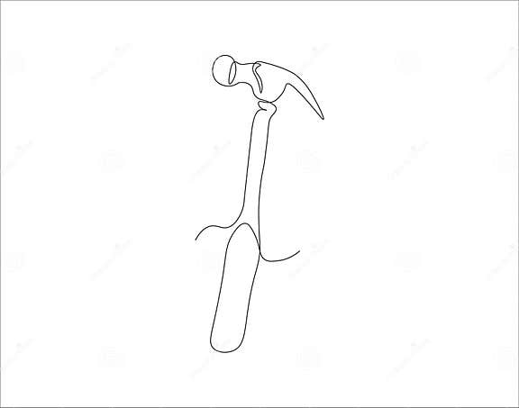 Continuous Line Drawing of Hammer. One Line of Hammer. Hammer ...