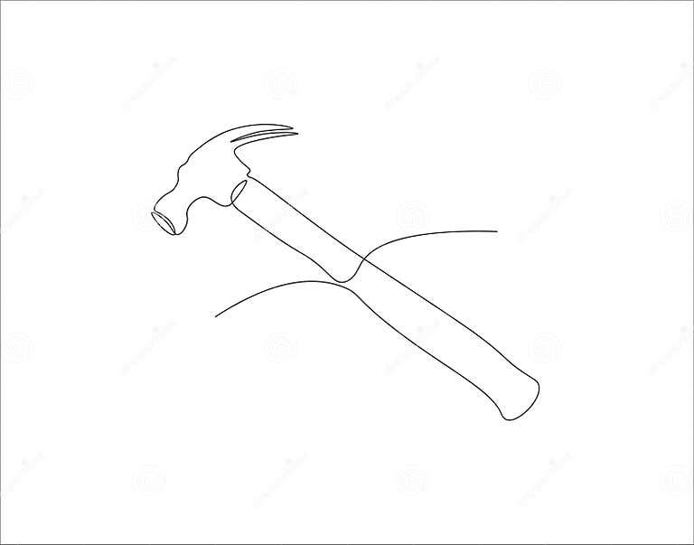 Continuous Line Drawing of Hammer. One Line of Hammer. Hammer ...