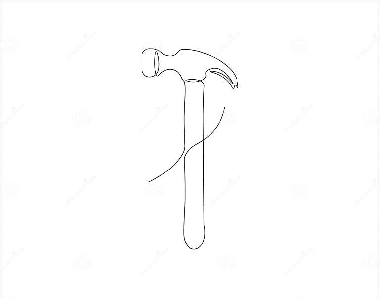 Continuous Line Drawing of Hammer. One Line of Hammer. Hammer ...