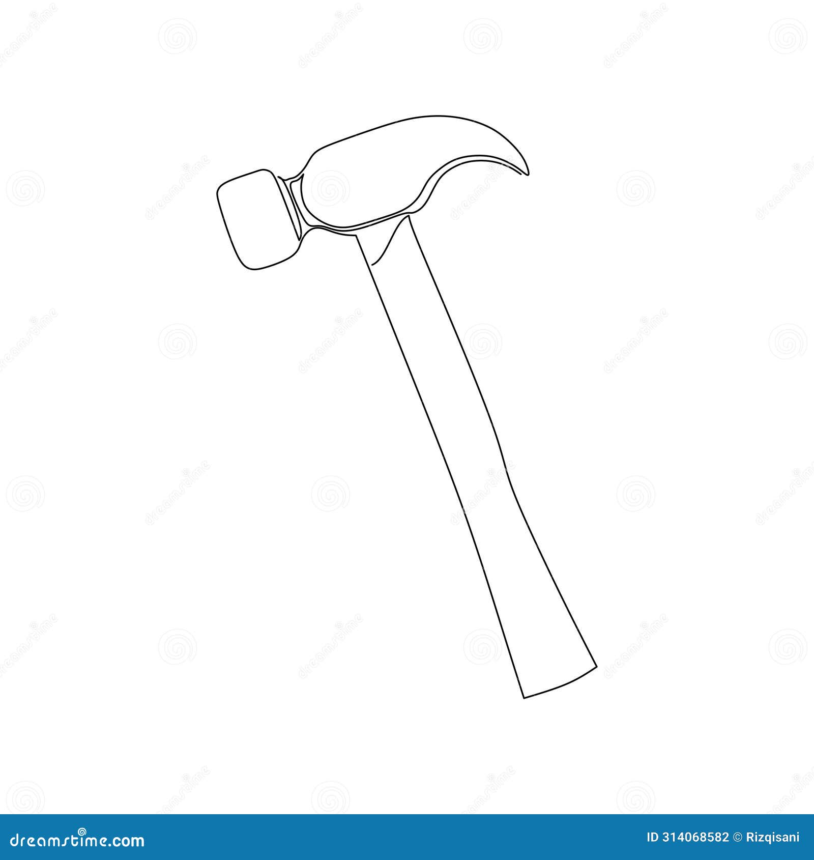 Continuous Line Drawing of a Hammer. Simple Flat Hand Drawn Style ...
