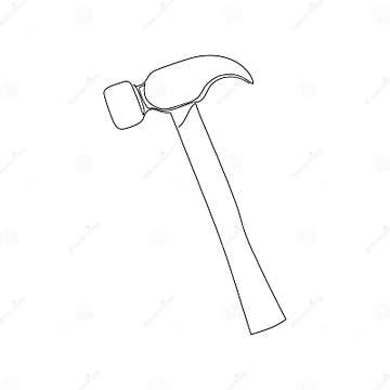 Continuous Line Drawing of a Hammer. Simple Flat Hand Drawn Style ...