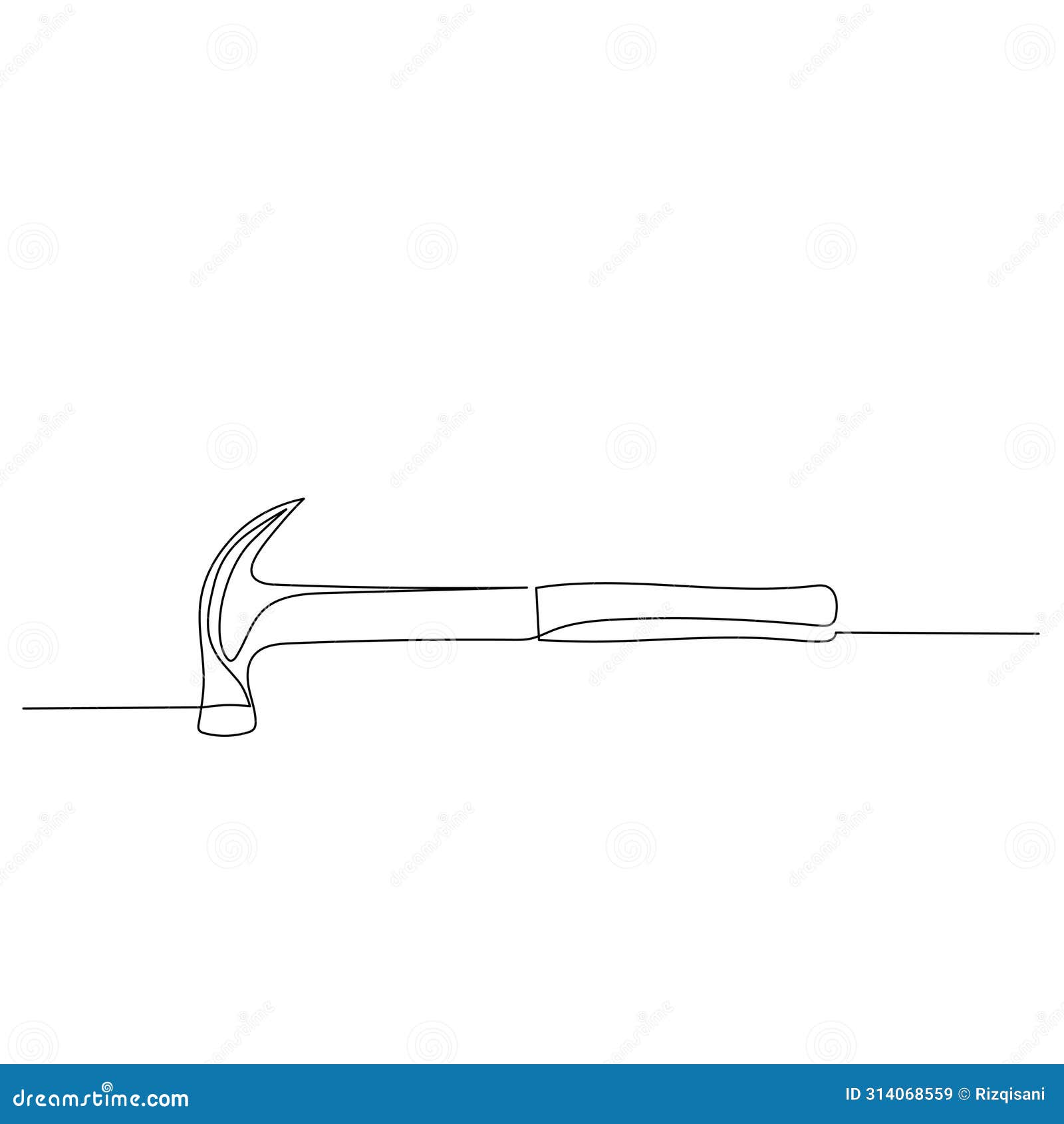 Continuous Line Drawing of a Hammer Tool. Simple Flat Hand Drawn Style ...