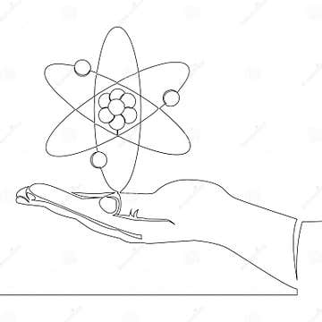 Continuous Line Drawing Hand with Atom Concept Stock Vector ...