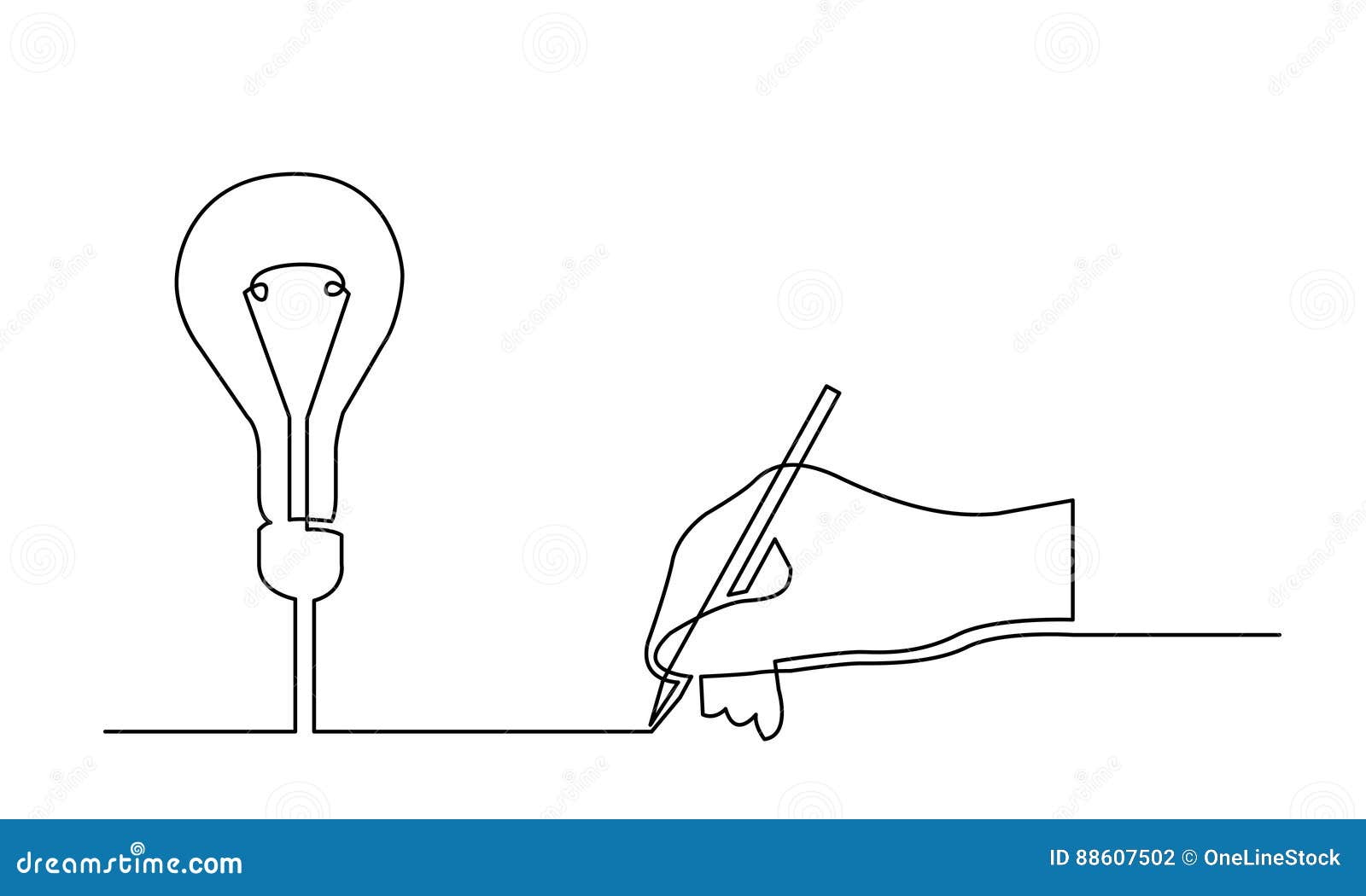 Continuous Line Drawing of Hand Creating a New Idea Stock Vector ...