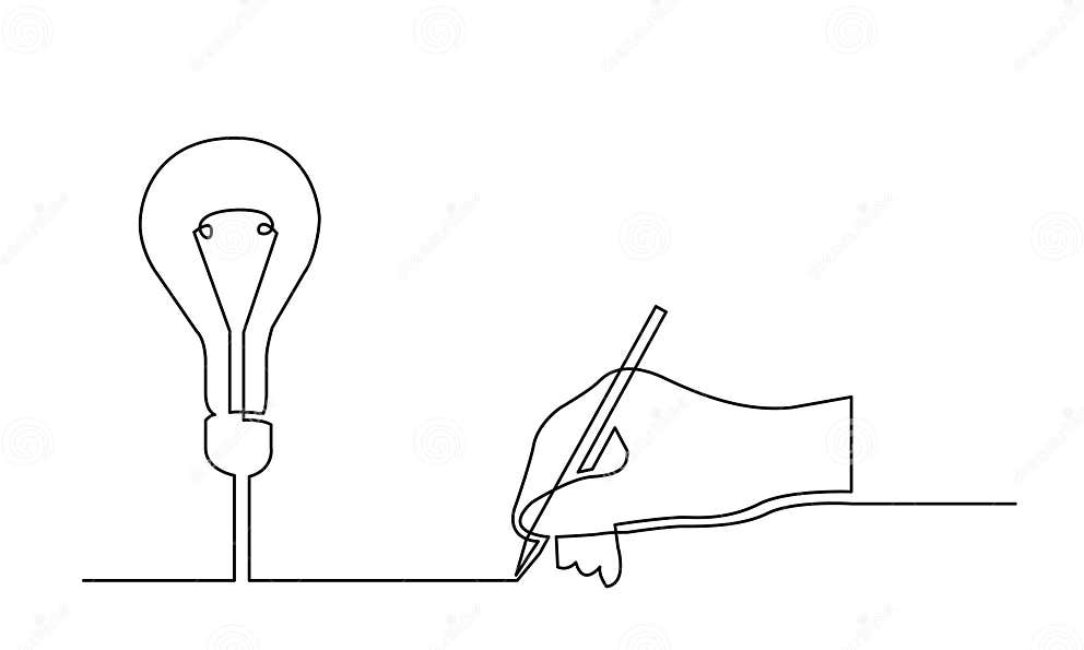 Continuous Line Drawing of Hand Creating a New Idea Stock Vector ...