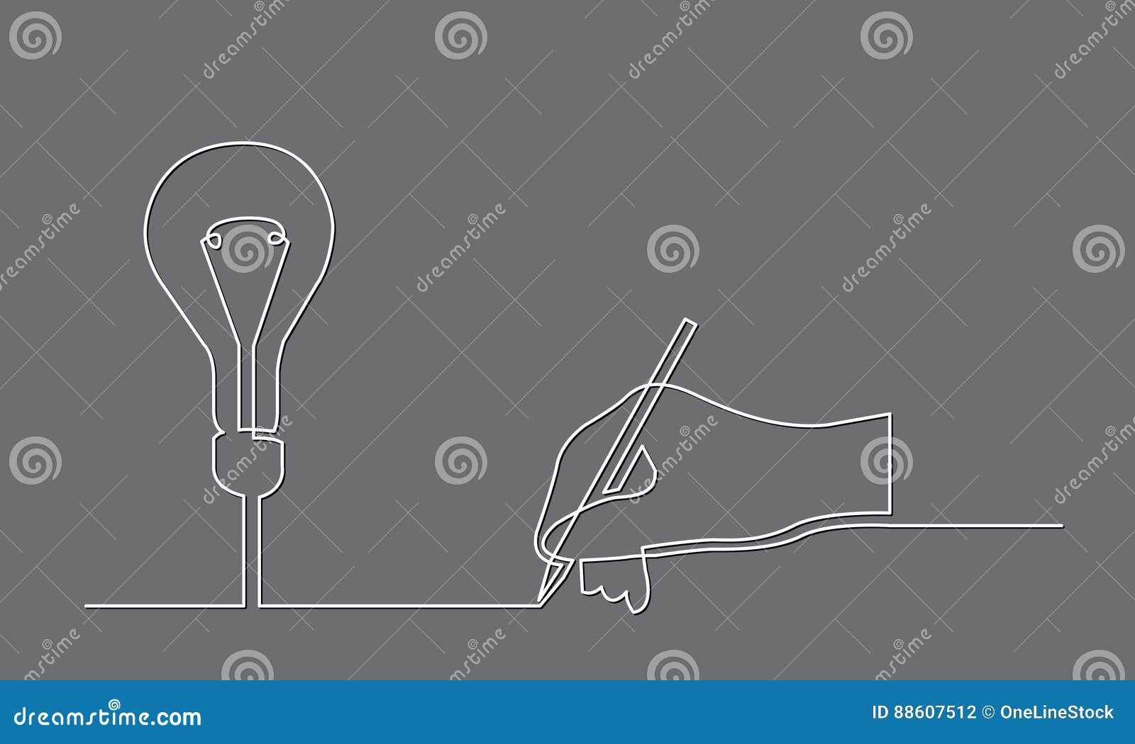 Continuous Line Drawing of Hand Creating a New Idea Stock Vector ...