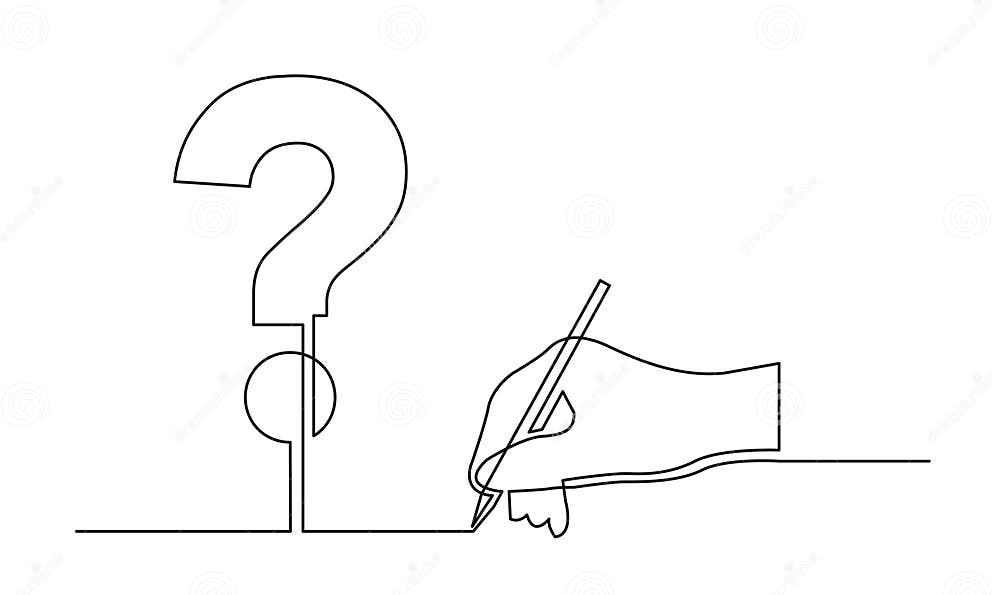 Continuous Line Drawing of Hand Drawing a Question Stock Vector ...
