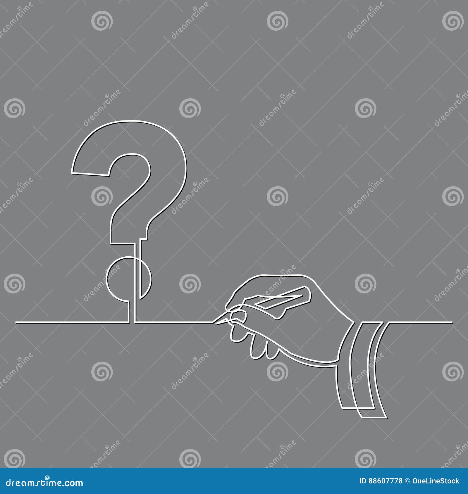 Continuous Line Drawing of Hand Drawing a Question Stock Vector ...