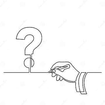 Continuous Line Drawing of Hand Drawing a Question Stock Vector ...