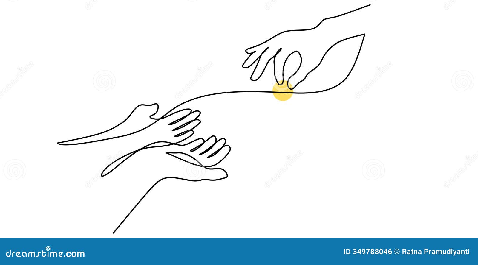 Continuous Line Drawing of a Hand Giving a Donation, Symbolizing ...