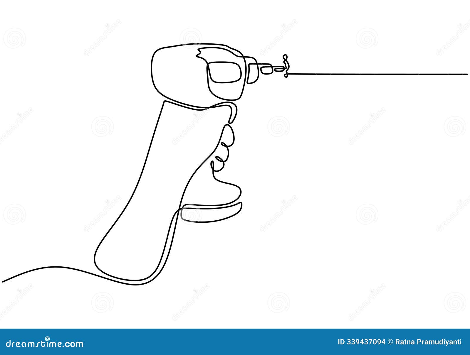 Continuous Line Drawing Of A Hand Gripping A Drill. Symbolizing Power ...