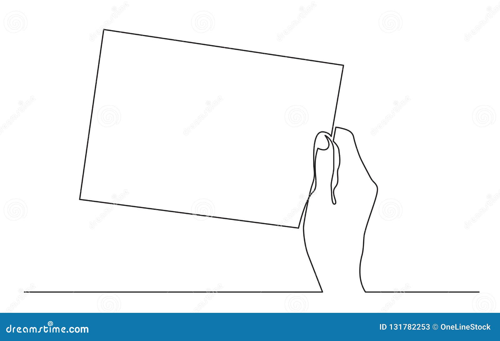 Continuous Line Drawing of Hand Holding Carton Sign Stock Vector ...