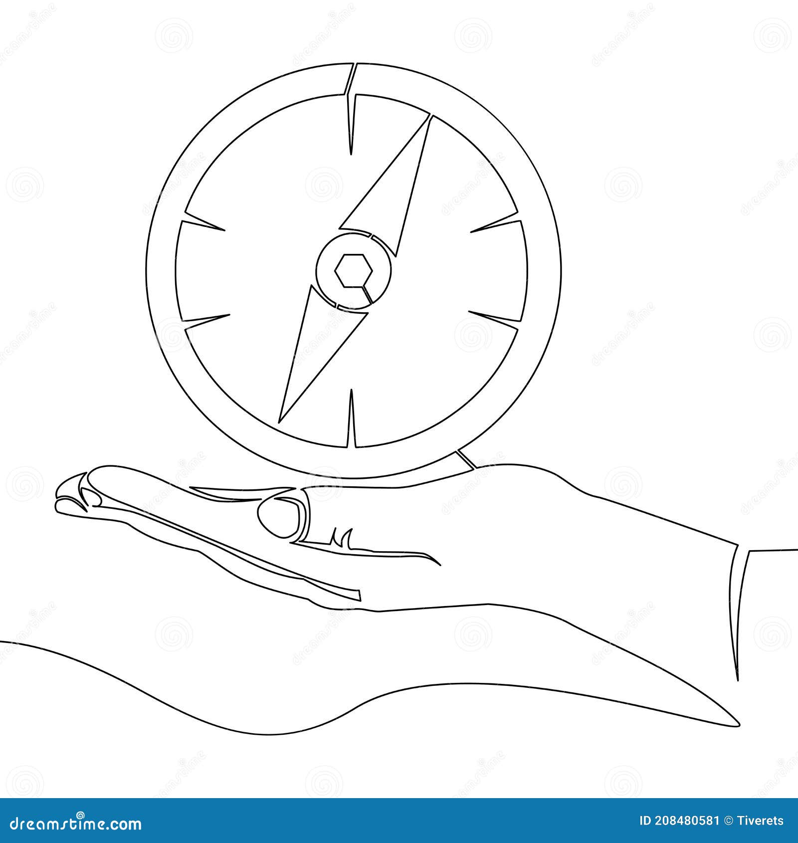 Continuous Line Drawing Hand Holding Compass Stock Vector ...