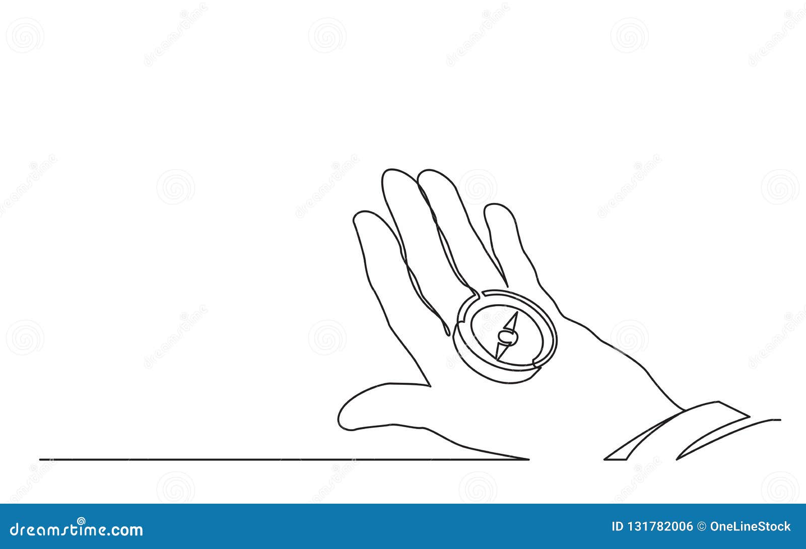 Continuous Line Drawing Of Hand Holding Compass Stock Vector Illustration Of Hands Female