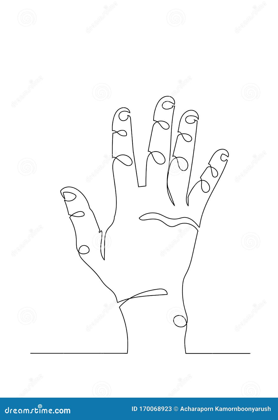Continuous Line Drawing of a Hand Holding Five Fingers Stock ...