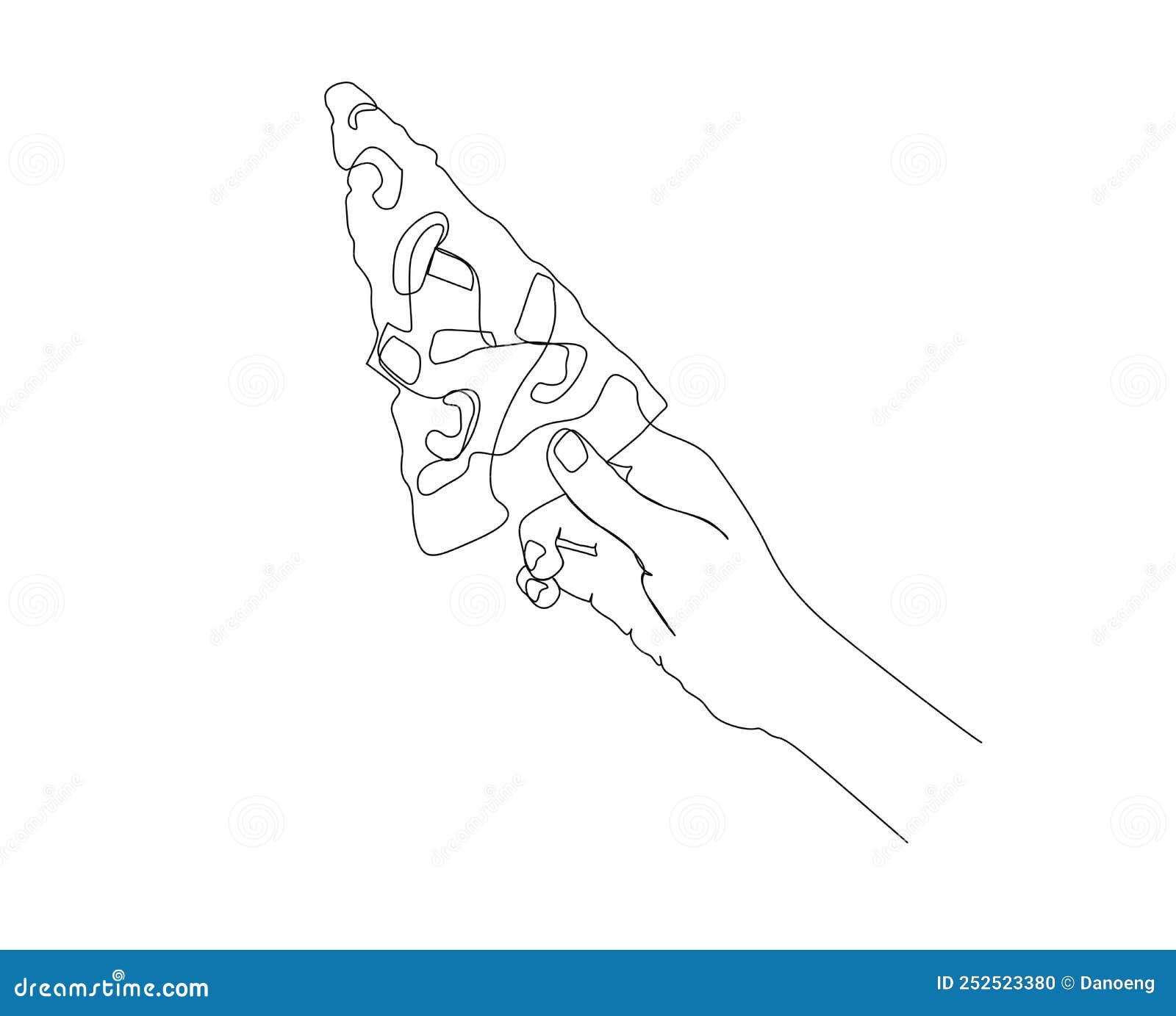 Continuous Line Drawing of Hand Holding Slice of Pizza Stock Vector ...