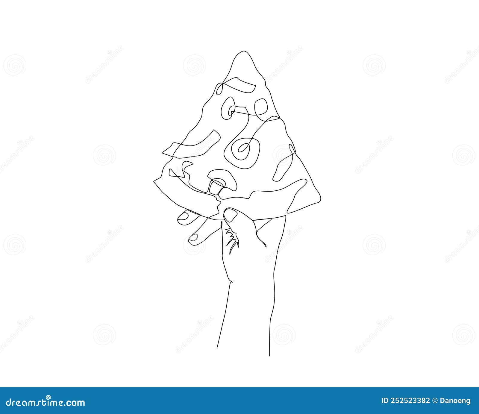 Continuous Line Drawing of Hand Holding Slice of Pizza. Single Line Art ...